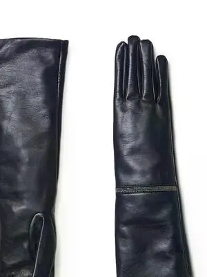 Peserico Long Leather Gloves - Black