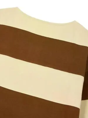 STUDIO TOMBOY Striped Henley T-shirt - Brown