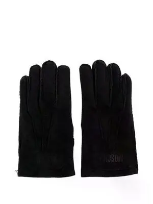 Moschino Logo-detail Suede Gloves - Black