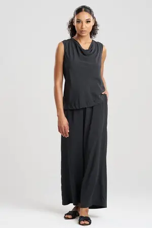 Natori Sleek Silk Modal Cowl Top Pj - Black