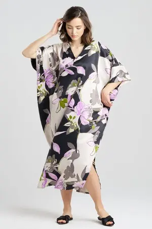 Natori Tsubaki Satin V-neck Caftan