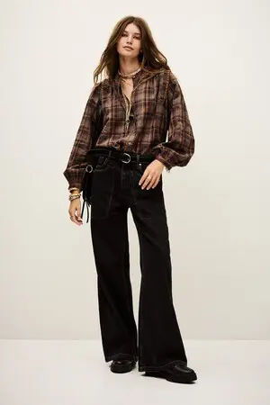 Ba&sh Shea Embroidered Checkered Shirt