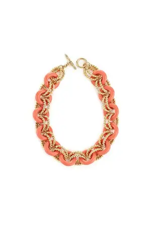 KENNETH JAY LANE Twist Link Necklace - Coral
