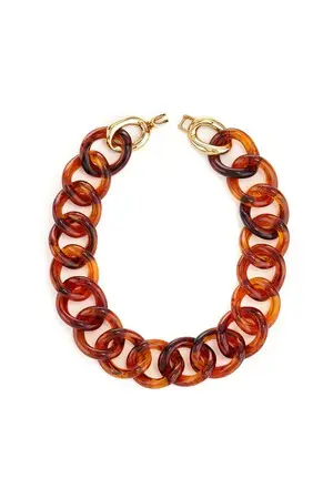 KENNETH JAY LANE Tortoise Resin Link Necklace - Gold
