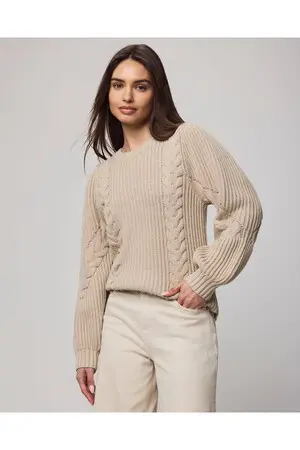 Splendid Sophie Cable-knit Sweater - Neutral