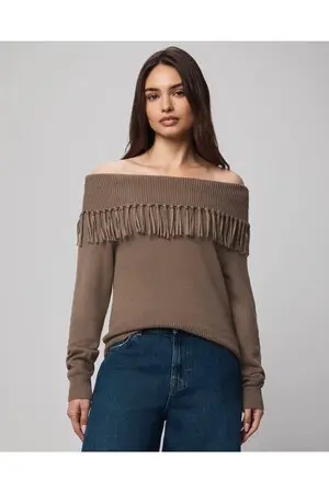 Splendid Simone Fringe Sweater - Brown