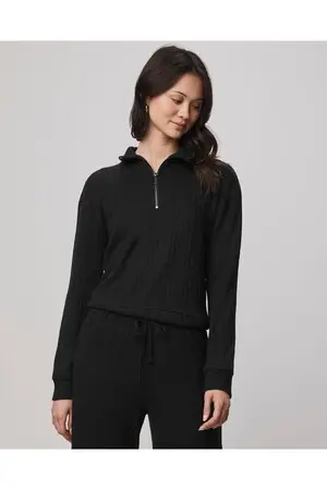 Splendid Sweatersoft Quarter Zip Sweater - Black