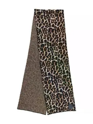 ANINE BING Leopard Print Wool Scarf - Brown