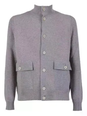 LARDINI Ribbed-panel Wool Cardigan - Grey