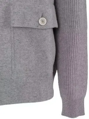 LARDINI Ribbed-panel Wool Cardigan - Grey