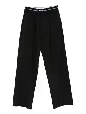 MSGM Logo-waistband Pants - Black