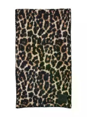 ANINE BING Leopard Print Wool Scarf - Brown