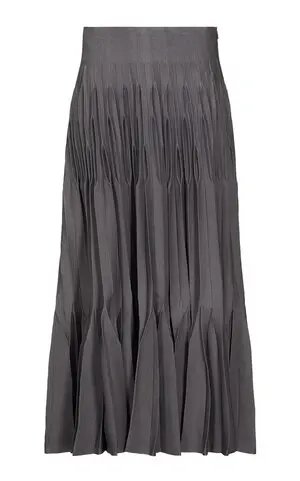 Alaïa Pleated Silk-blend Midi Dress