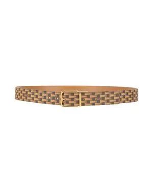 Bally Pebbled Leather Geometric-print Belt - Beige