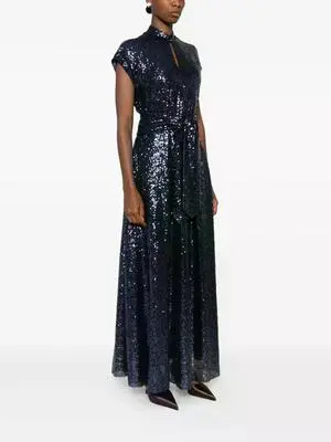 Kiton Sequin Embellished Belted Dress