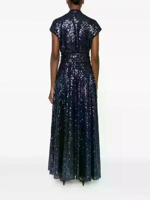 Kiton Sequin Embellished Belted Dress