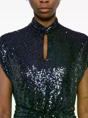 Kiton Sequin Embellished Belted Dress