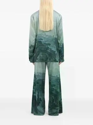 PIERRE-LOUIS MASCIA Landscape-print Double-breasted Blazer