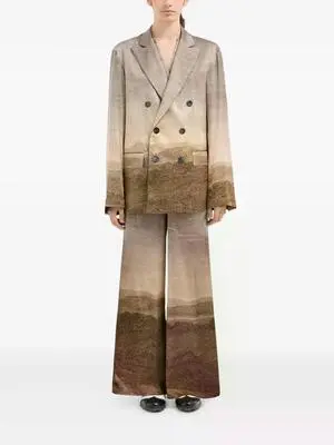 PIERRE-LOUIS MASCIA Landscape-print Double-breasted Jacket - Neutrals