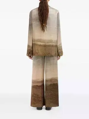 PIERRE-LOUIS MASCIA Landscape-print Double-breasted Jacket - Neutrals