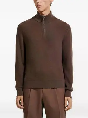 Zegna Half-zip Cashmere Sweater - Brown
