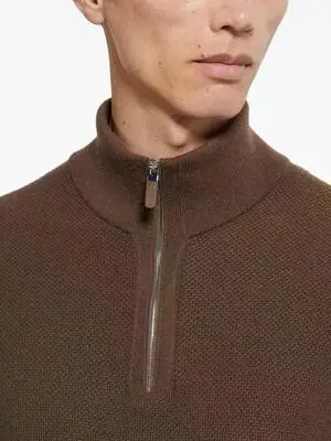 Zegna Half-zip Cashmere Sweater - Brown