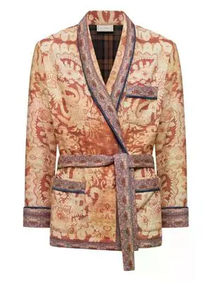 PIERRE-LOUIS MASCIA Damask-pattern Belted Jacket