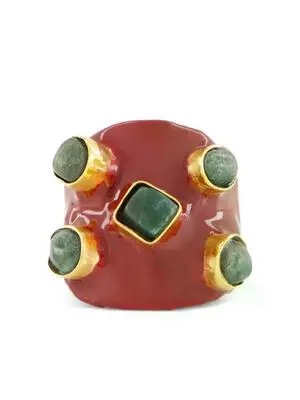 PAULA Stone-embellished Enamel Ring - Red