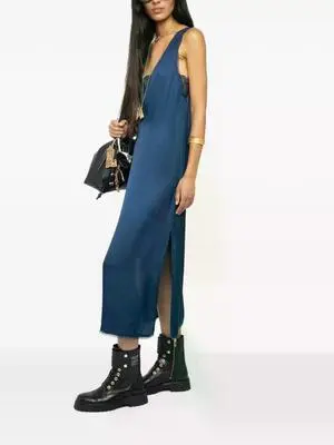 Zadig&Voltaire Lace-trimmed Slip Midi Dress - Blue
