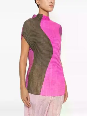 Issey Miyake Paneled Pleated Top