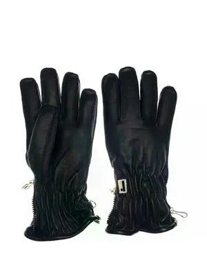 RESTELLI Leather Zip-fastening Gloves - Black