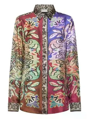 PIERRE-LOUIS MASCIA Long-sleeve Silk Shirt - Red