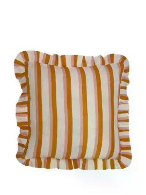 AMUSE LA BOUCHE Striped Ruffled Cushion Cover - Neutrals