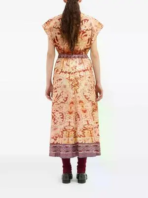 PIERRE-LOUIS MASCIA Silk Tapestry Print Pleated Skirt - Neutrals