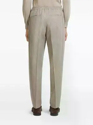 Zegna Elasticated-waist Wool Trousers - Neutrals