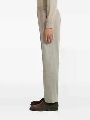 Zegna Elasticated-waist Wool Trousers - Neutrals