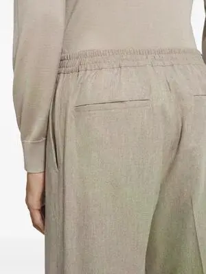 Zegna Elasticated-waist Wool Trousers - Neutrals