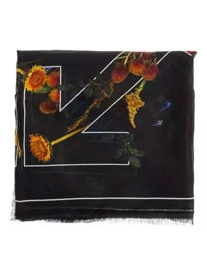 Off-White Floral-print Scarf - Black