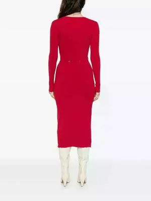 TWINSET Ribbed-knit Belted Dress - Red