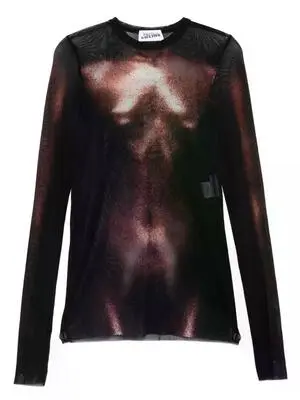 JEAN PAUL GAULTIER Body-print Mesh Top - Brown