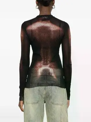 JEAN PAUL GAULTIER Body-print Mesh Top - Brown