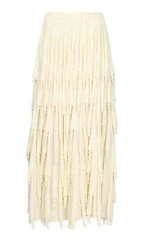 Alaïa Layered Wool-blend Maxi Skirt - Neutral