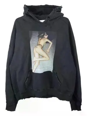 ALEXANDER DIGENOVA Distressed Graphic Hoodie - Black