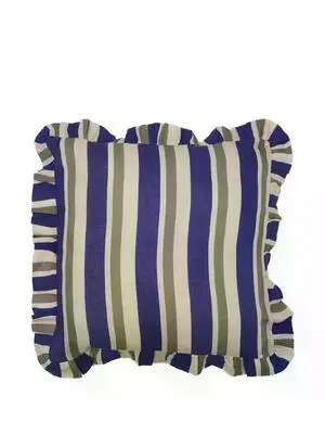 AMUSE LA BOUCHE Striped Ruffled Cushion Cover - Black