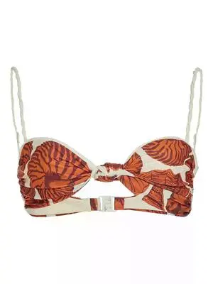 Johanna Ortiz Oyster Shell-print Bikini Top - Orange