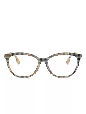 Burberry Check-pattern Round-frame Glasses - Brown