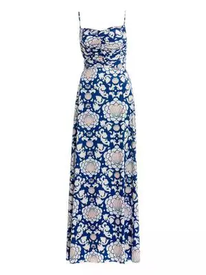 Agua Bendita Arista Open-back Shell-print Maxi Dress - Blue
