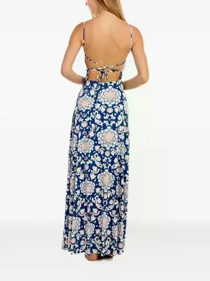 Agua Bendita Arista Open-back Shell-print Maxi Dress