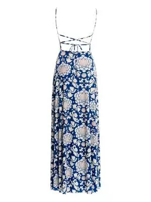 Agua Bendita Arista Open-back Shell-print Maxi Dress