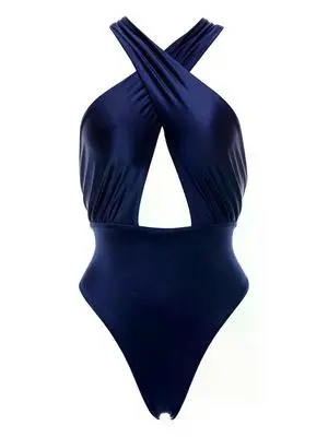 Agua Bendita Cross-front One-piece Swimsuit - Blue